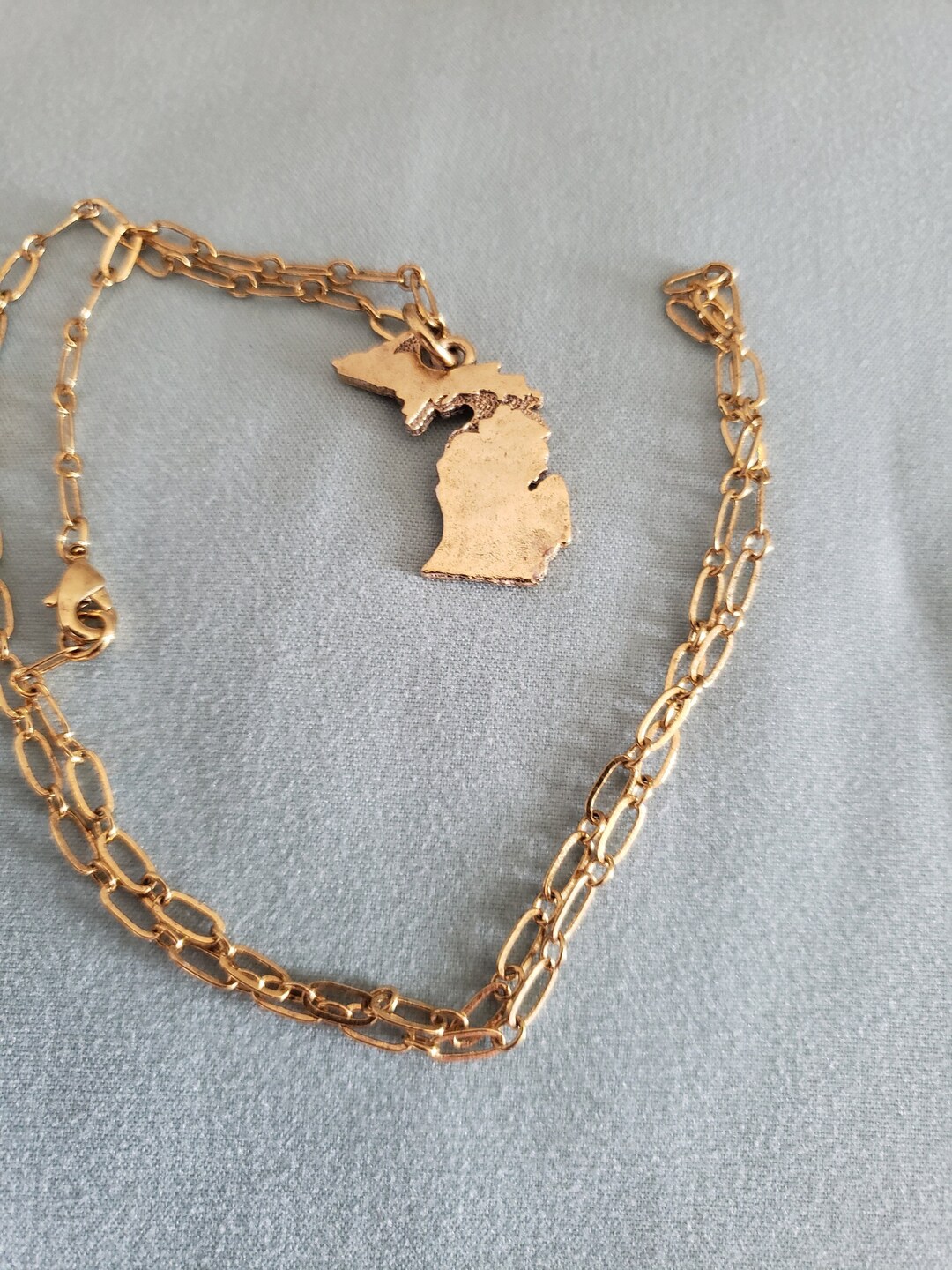 Michigan State Necklace, Michigan Gold Filled Necklace, Michigan ...