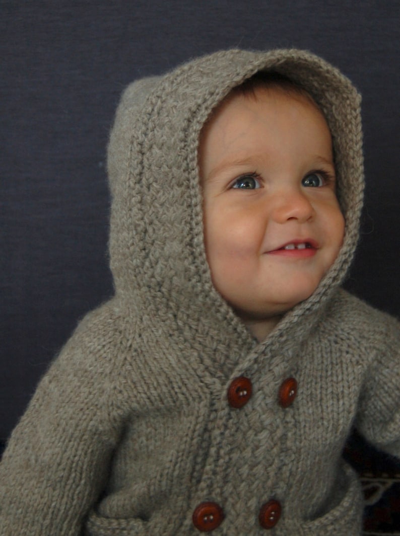 Knitting pattern double breasted baby coat with hood knitting | Etsy