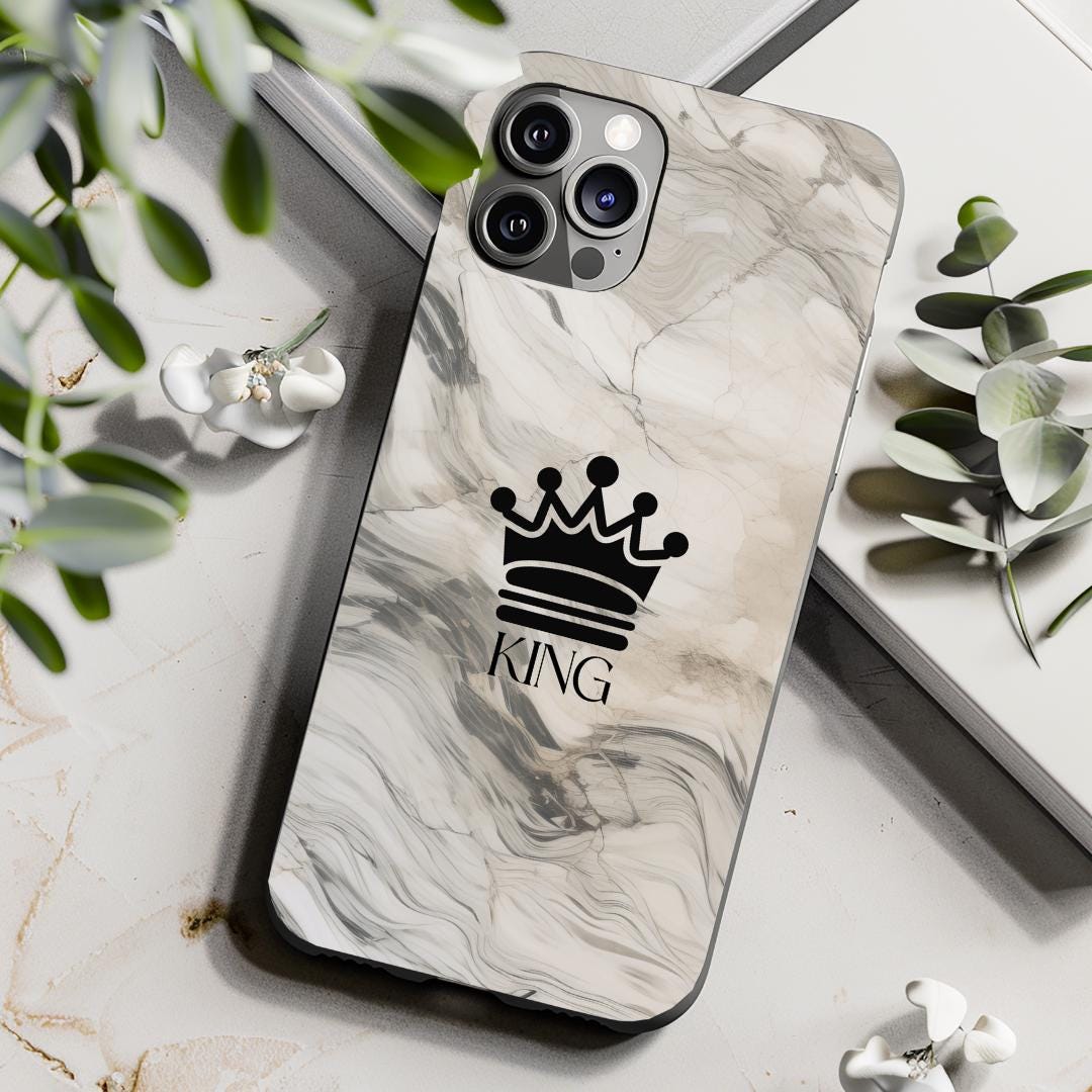 Black and White Marble King Royal Crown Gift for Him Phone Case for ...