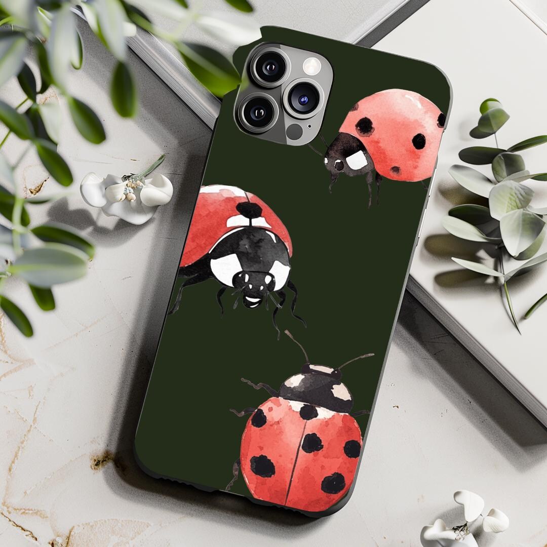 Vintage Cottagecore Ladybug Phone Case Watercolor Art, Protective Case ...