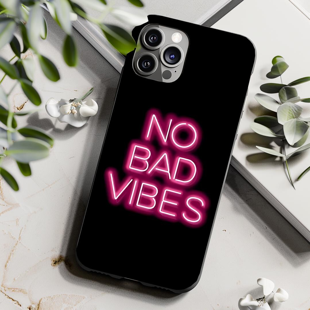 Black Red Cute No Bad Vibes Neon Sign Phone Case Girly Gift Case for ...