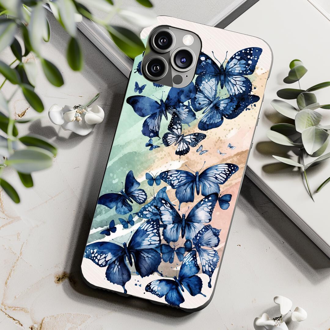 Watercolor Blue Butterfly Phone Case Gift for Her Color Phone Case for ...