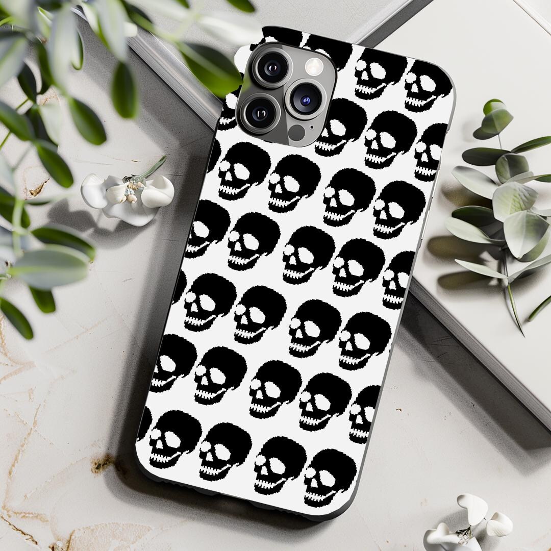 Phone Case, Y2K Aesthetic Pixel Skulls Tough Case, Protective Cover ...