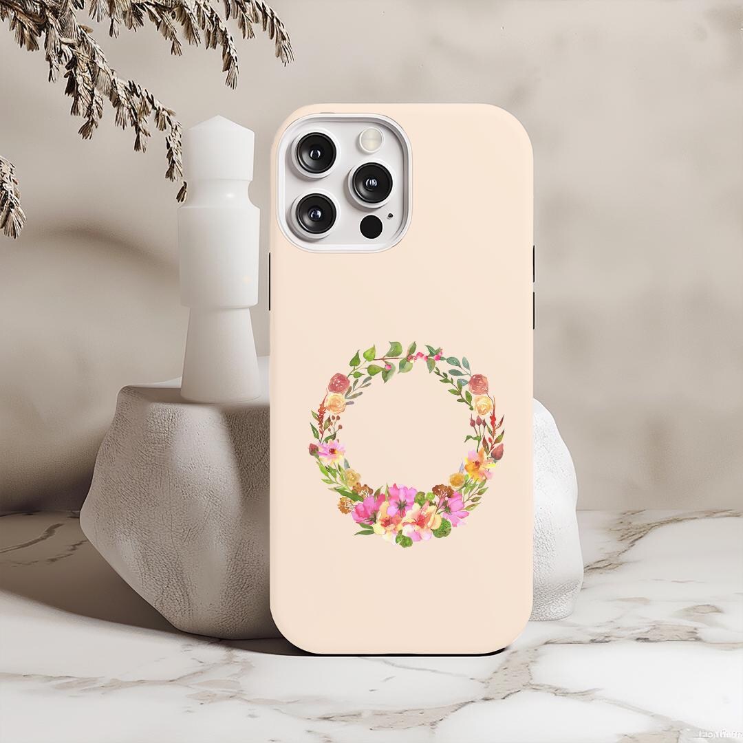 Cottagecore Floral Wreath Phone Case, Watercolor Pastel Boho Chic ...