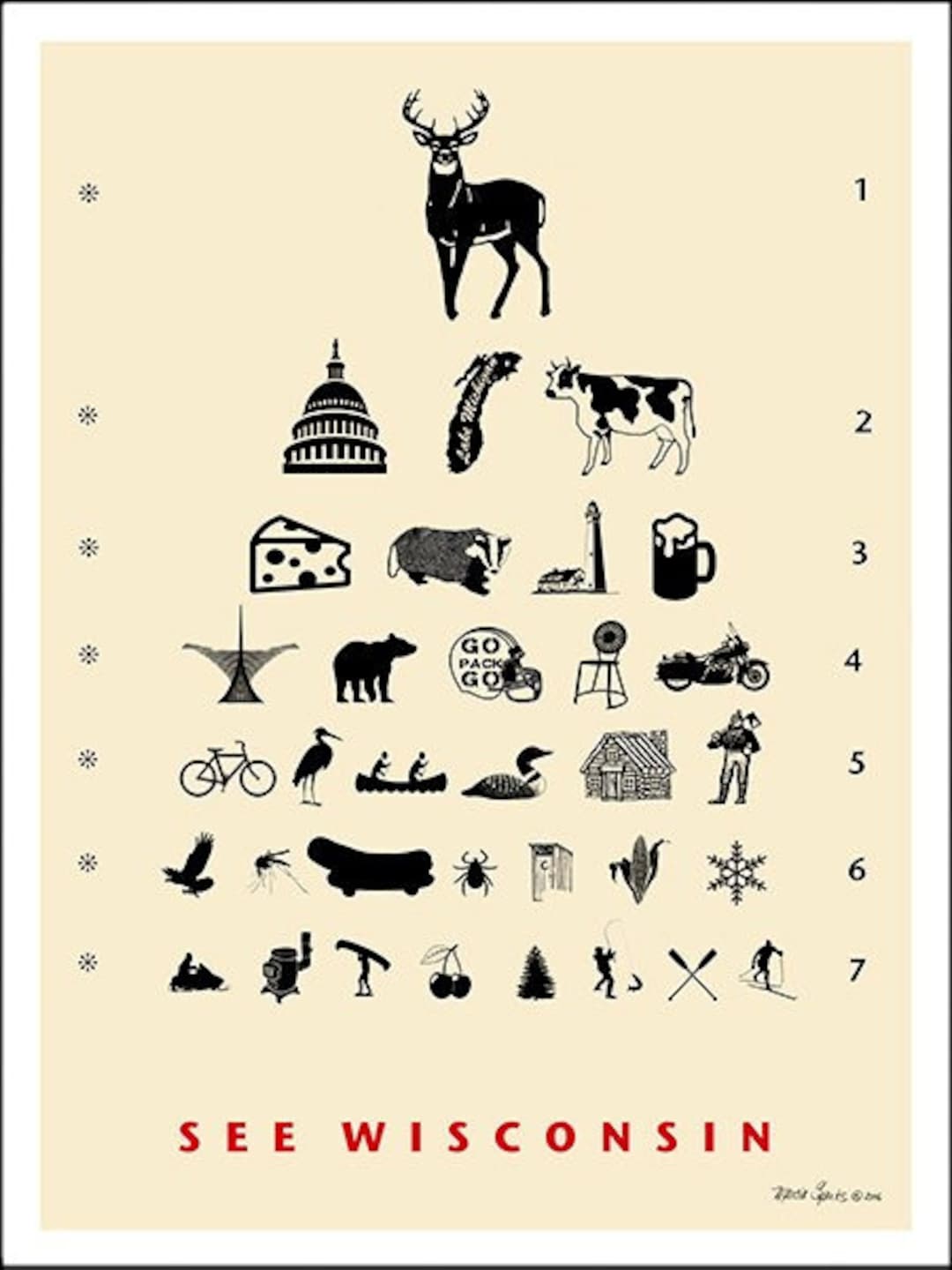 See Wisconsin, Eye Chart - Etsy