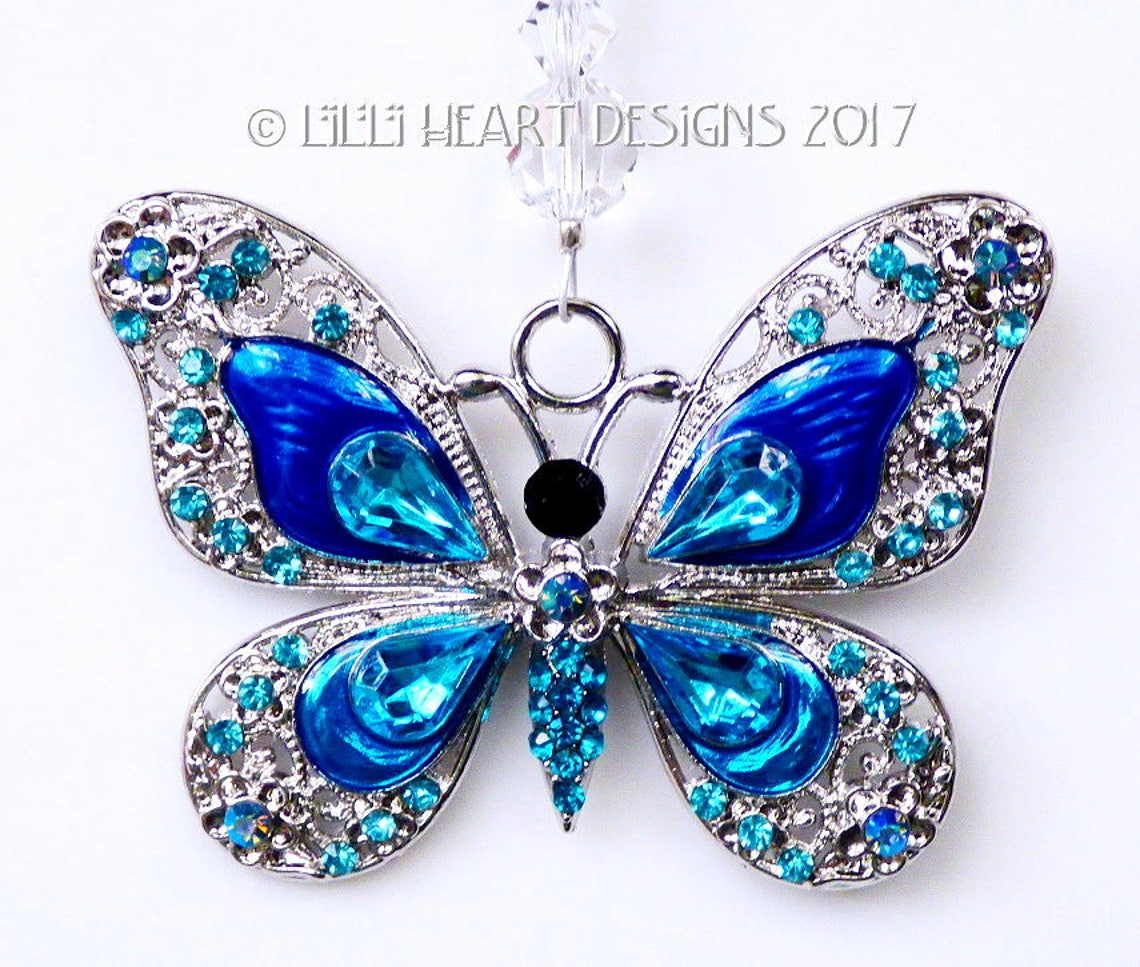 BLUE RHINESTONE BUTTERFLY With Enamel and Swarovski Beaded | Etsy
