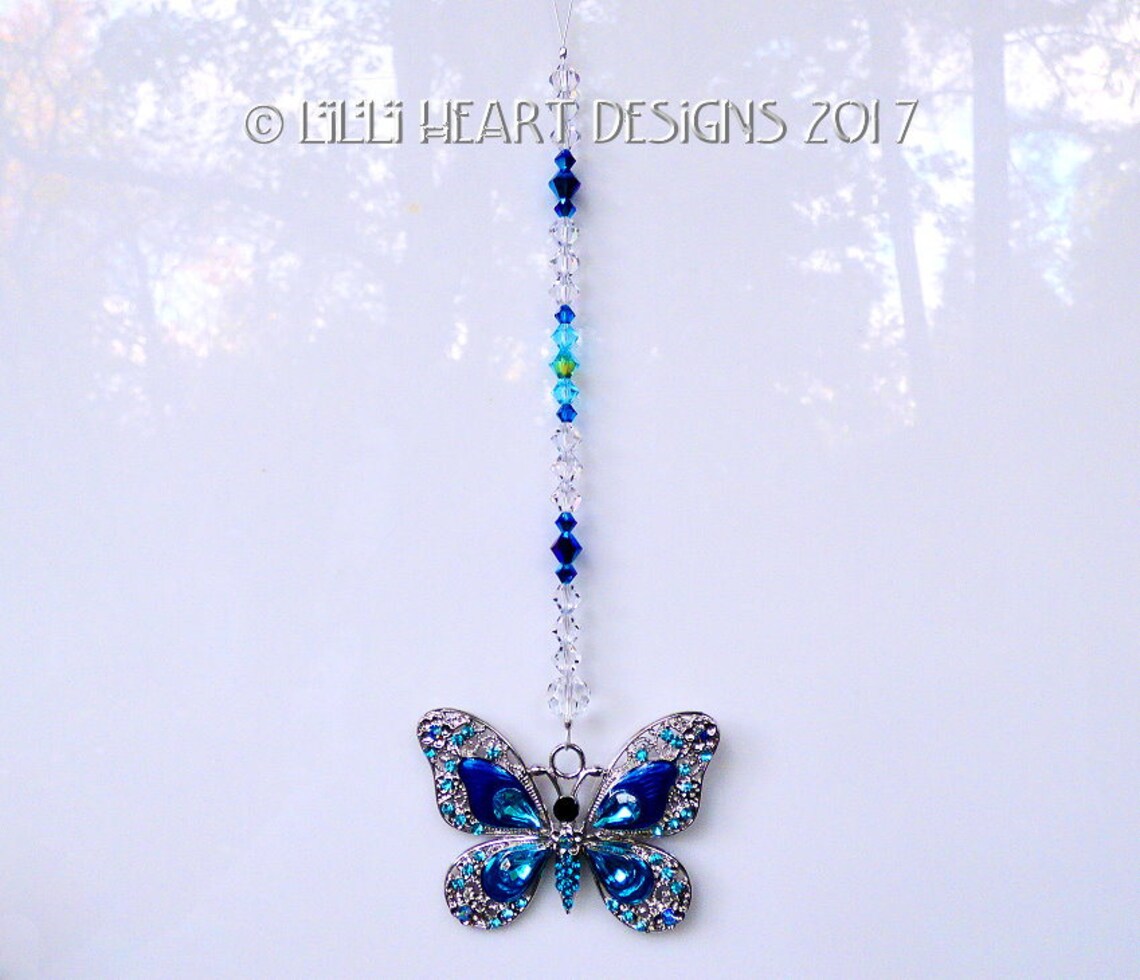 BLUE RHINESTONE BUTTERFLY with Enamel and Swarovski Beaded | Etsy
