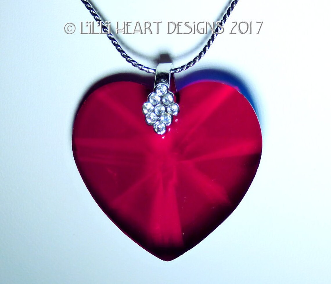 TRUE RUBY RED Valentines Crystal Heart Pendant With Aurora - Etsy