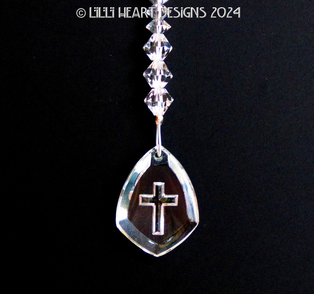 German Crystal Cross Suncatcher With Swarovski Crystal Strand Car Charm ...