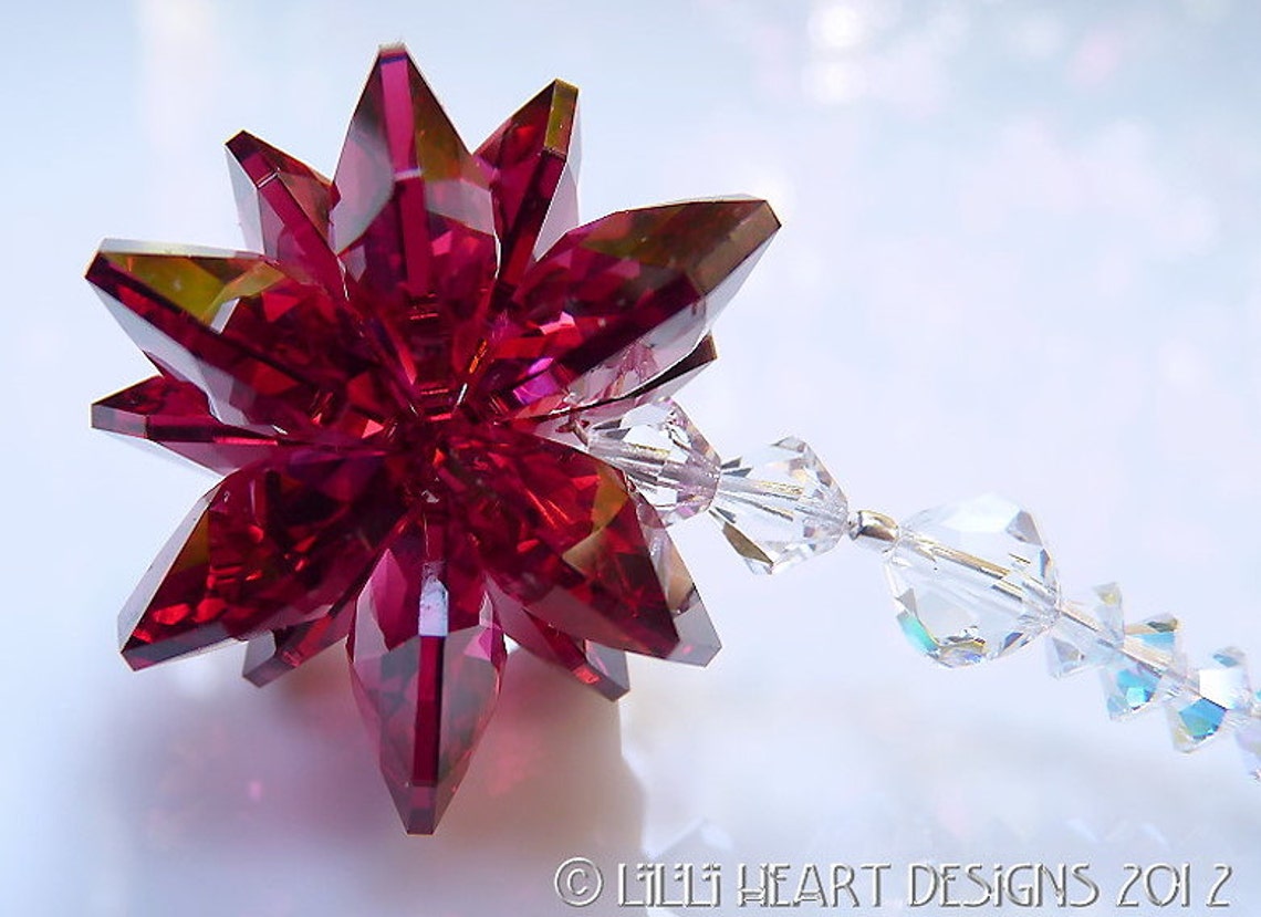 Swarovski Crystal Suncatcher Bordeaux Red Octagon Star Feng Car Charm ...