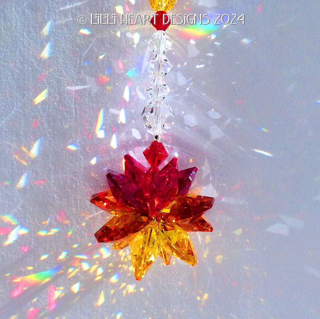 Swarovski Crystal Suncatcher *FIREBALL STARBURST* RARE Siam Red Colors ...