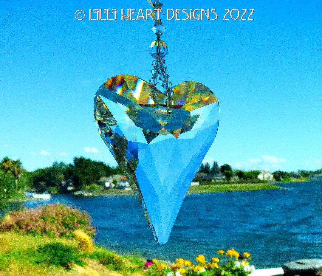 GIANT HEART Crystal Suncatcher With Swarovski Crystal Stack LARGE 68mm ...