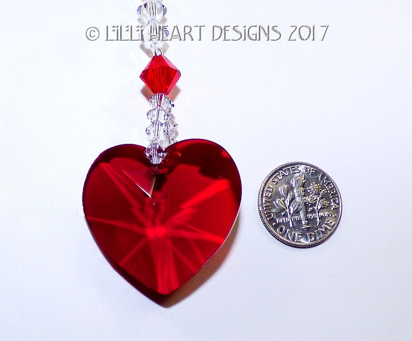 TRUE RUBY RED Valentines Heart Suncatcher With Swarovski | Etsy