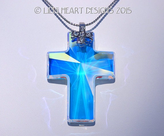 Swarovski crystal cross necklace large store
