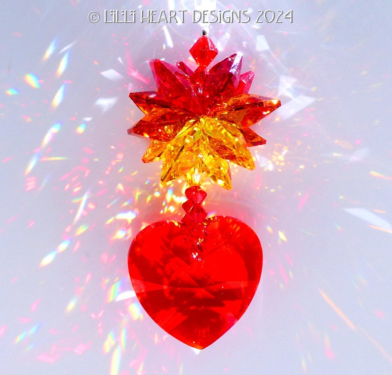 Swarovski Sacred Heart of Jesus Heart With Flame and Cross Clear ...