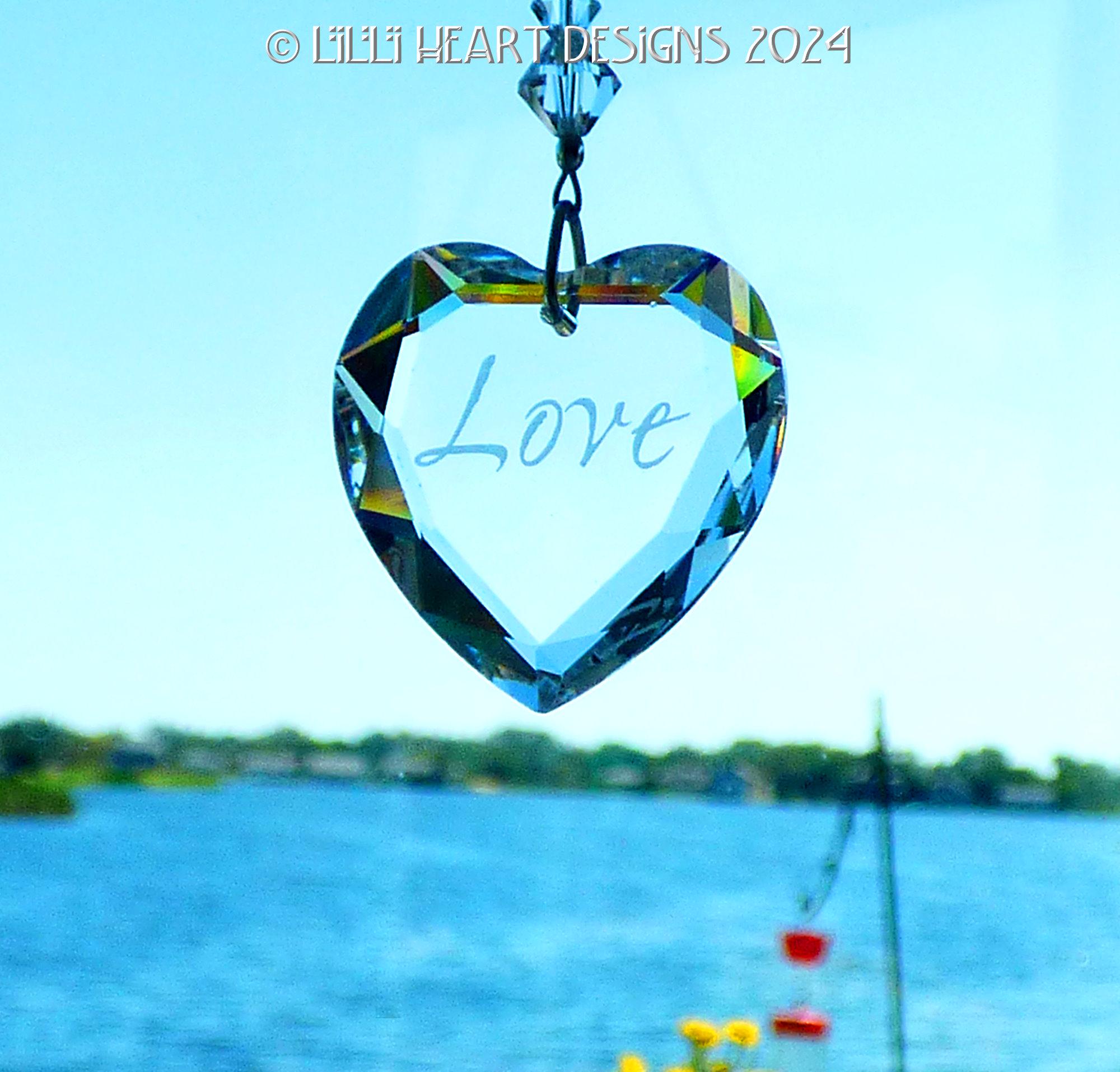 LOVE HEART Suncatcher Beveled Edge Swarovski Crystal Faceted Heart With ...