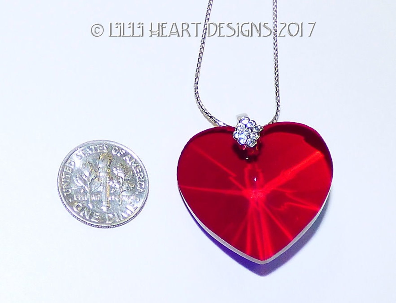 TRUE RUBY RED Valentines Crystal Heart Pendant With Aurora - Etsy