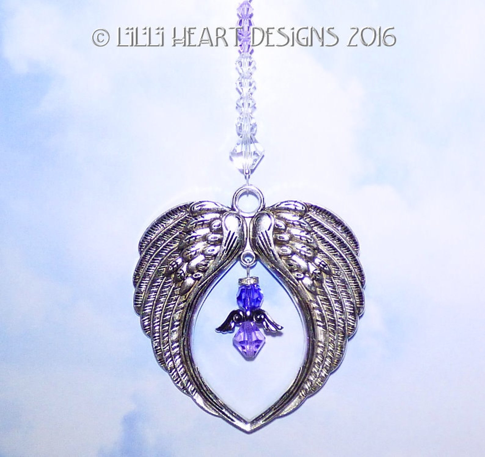 Angel Wings Suncatcher Car Charm With Swarovski Crystal Purple - Etsy