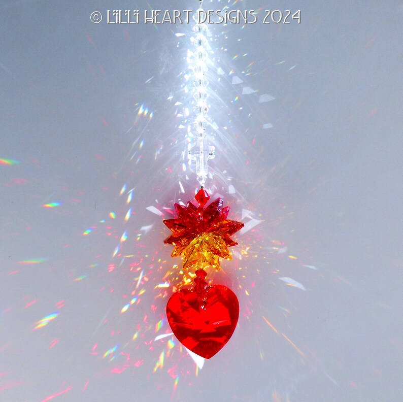 Swarovski Sacred Heart of Jesus Heart With Flame and Cross Clear ...