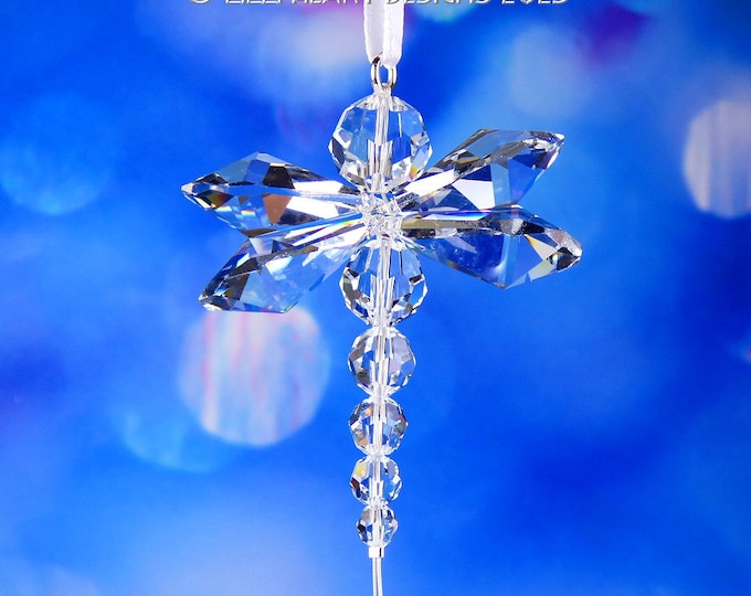 ABALONE DRAGONFLY CRYSTAL Suncatcher 40mm Faceted Ball Prism Window Art ...