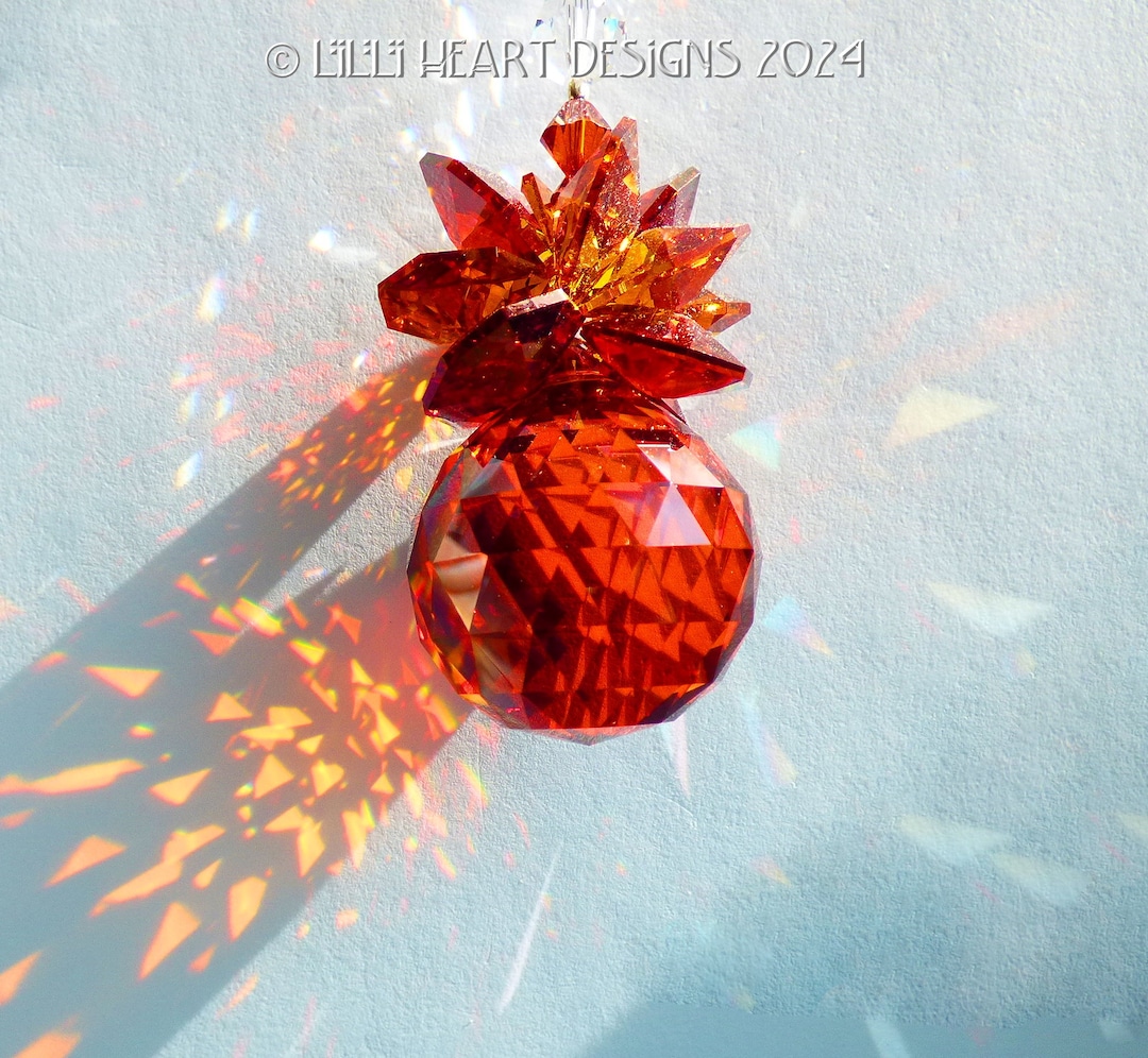 Swarovski Crystal Suncatcher Red Magma *FIREBALL PINEAPPLE* With ...