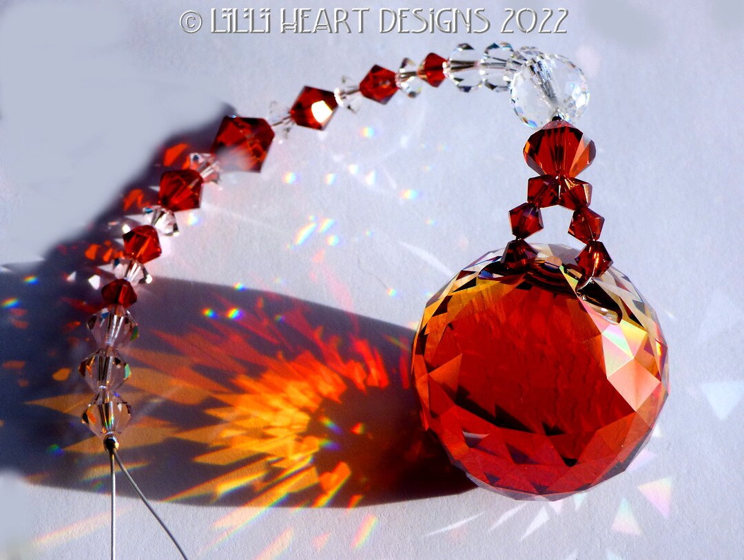 Swarovski Crystal Suncatcher Red Magma FIREBALL 30mm Logo Ornament With ...
