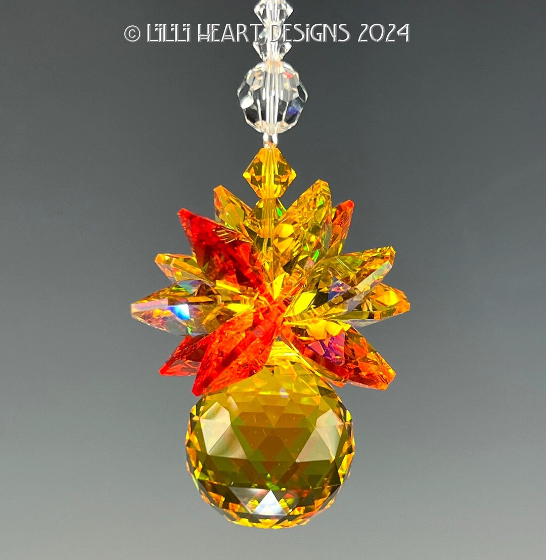 RARE Swarovski *fire Ball* Crystal Fire Opal Pineapple + AB Topaz ...