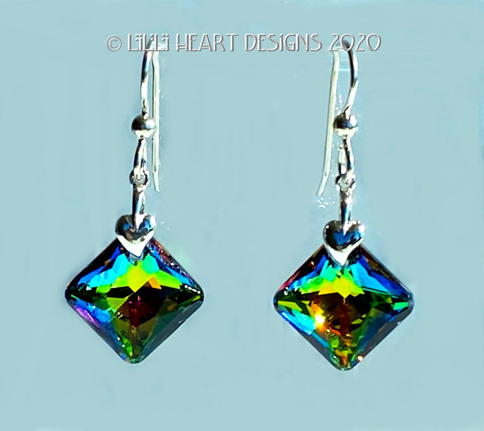 NEW Design by Swarovski Crystal *the Princess Cut* Earrings Sterling ...