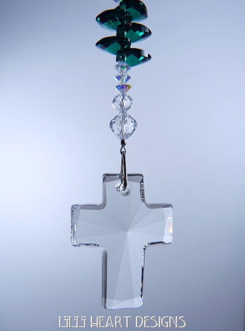 Swarovski Crystal Suncatcher 40mm Large Cross Suncatcher or Car Charm ...