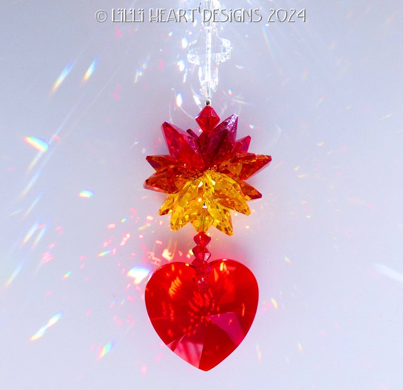 Swarovski Sacred Heart of Jesus Heart With Flame and Cross Clear ...