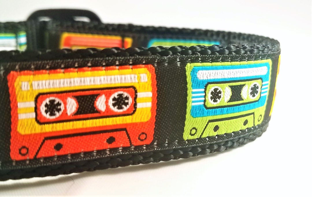 Old School - Dog Collar / Adjustable / Buckle / Tape Cassette / Large ...