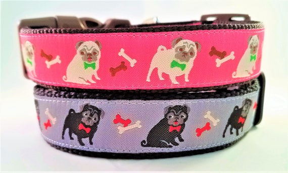 Pugs Dog Collar / Handmade / Adjustable / Pug / Dogs / Pet | Etsy