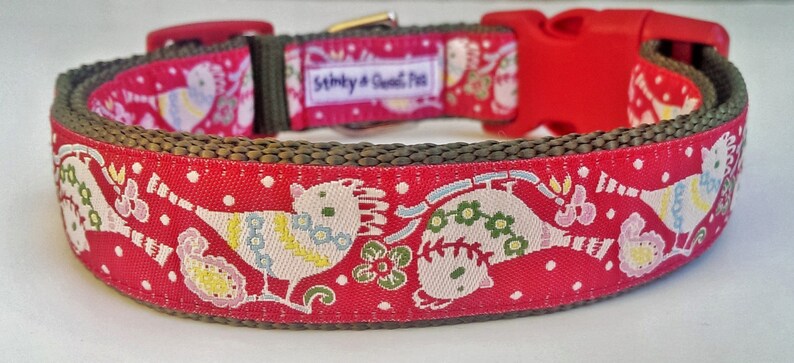 Holiday Birds Dog Collar / Handmade / Pet Accessories / | Etsy