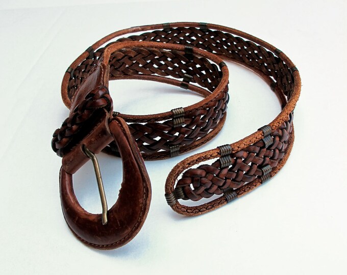 Boho Southwest Woven Braided Belt From Turkey Woven Leather Size M ...