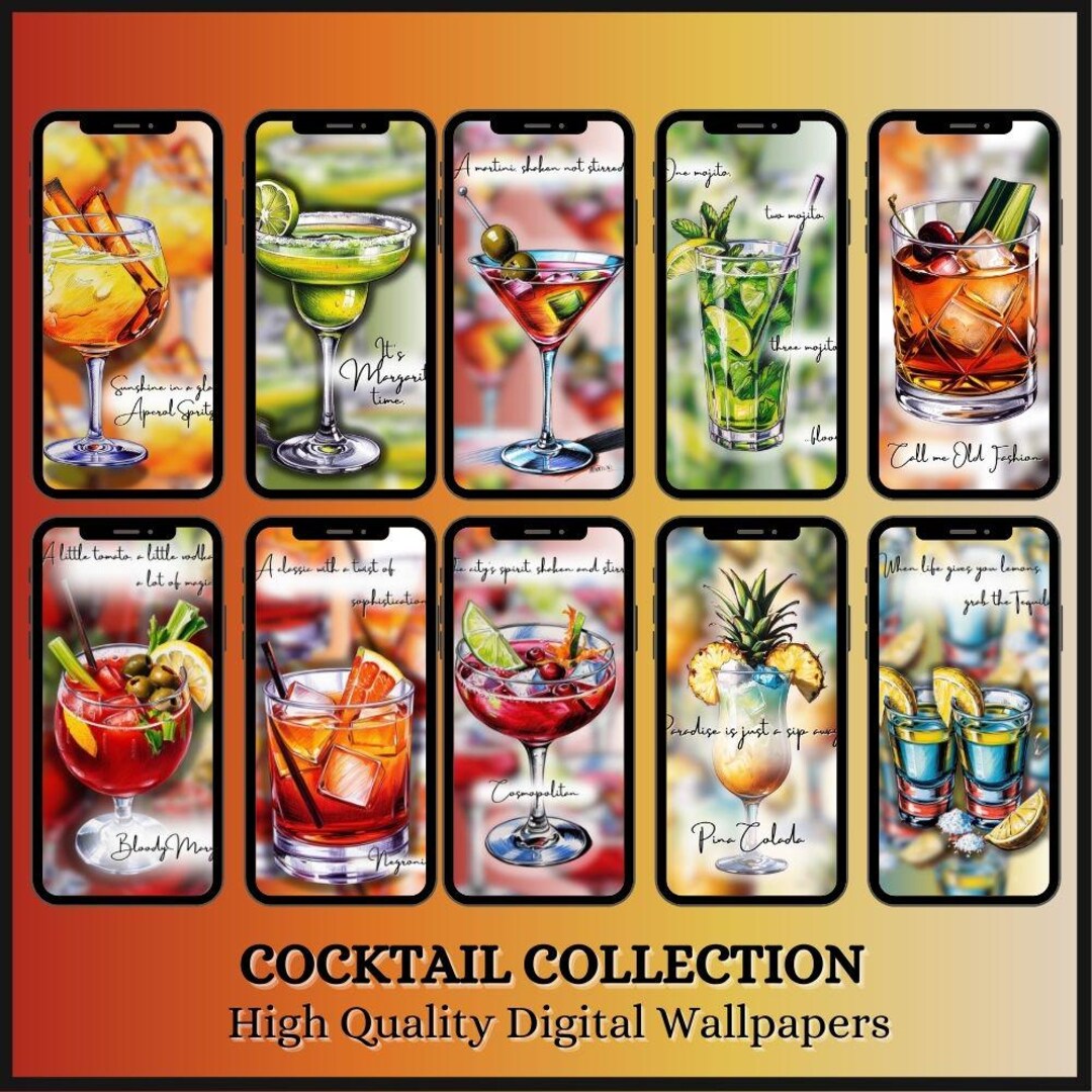 Vibrant Cocktail Art Wallpapers – Aperol Spritz, Margarita, Bloody Mary ...