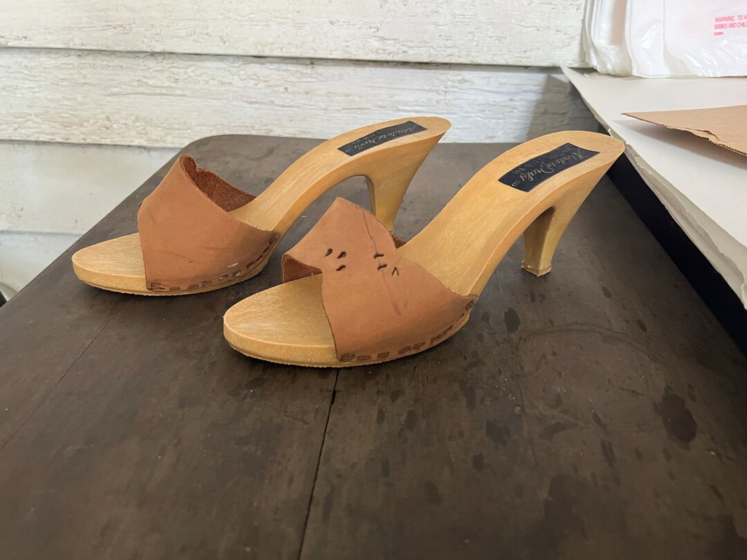 Vintage 70's Wood Heel Shoes 8 - Etsy