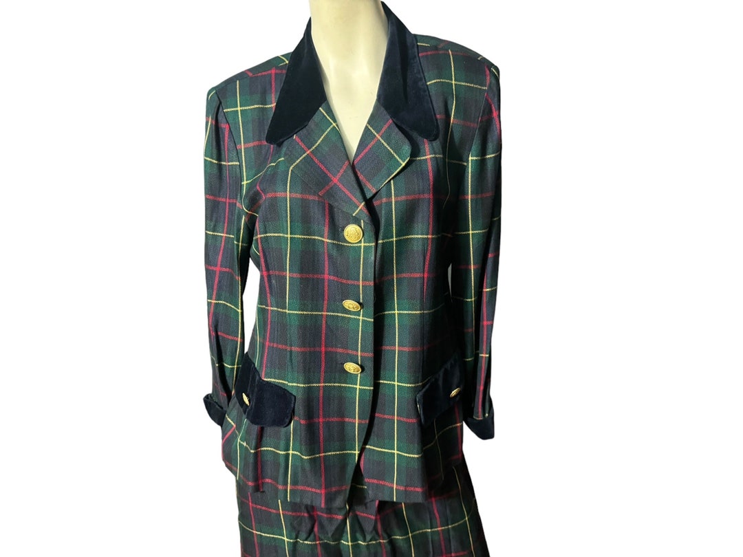 Vintage Plaid 80's Suit 14 L Dani Max - Etsy