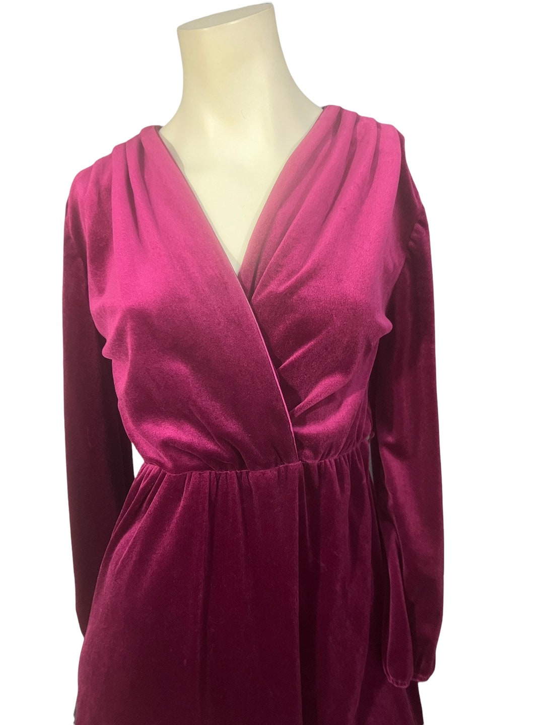 Vintage 70's Maroon Velar Dress M L - Etsy