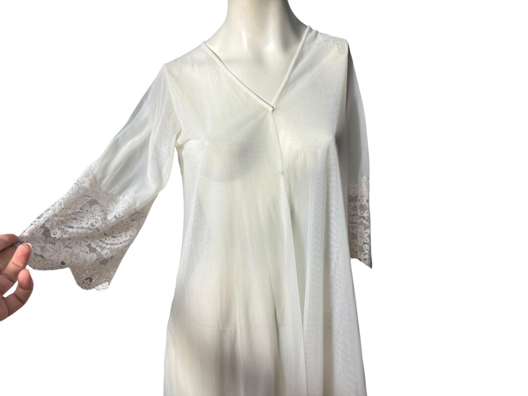 Vintage 60's Long Sheer Chiffon Robe M - Etsy