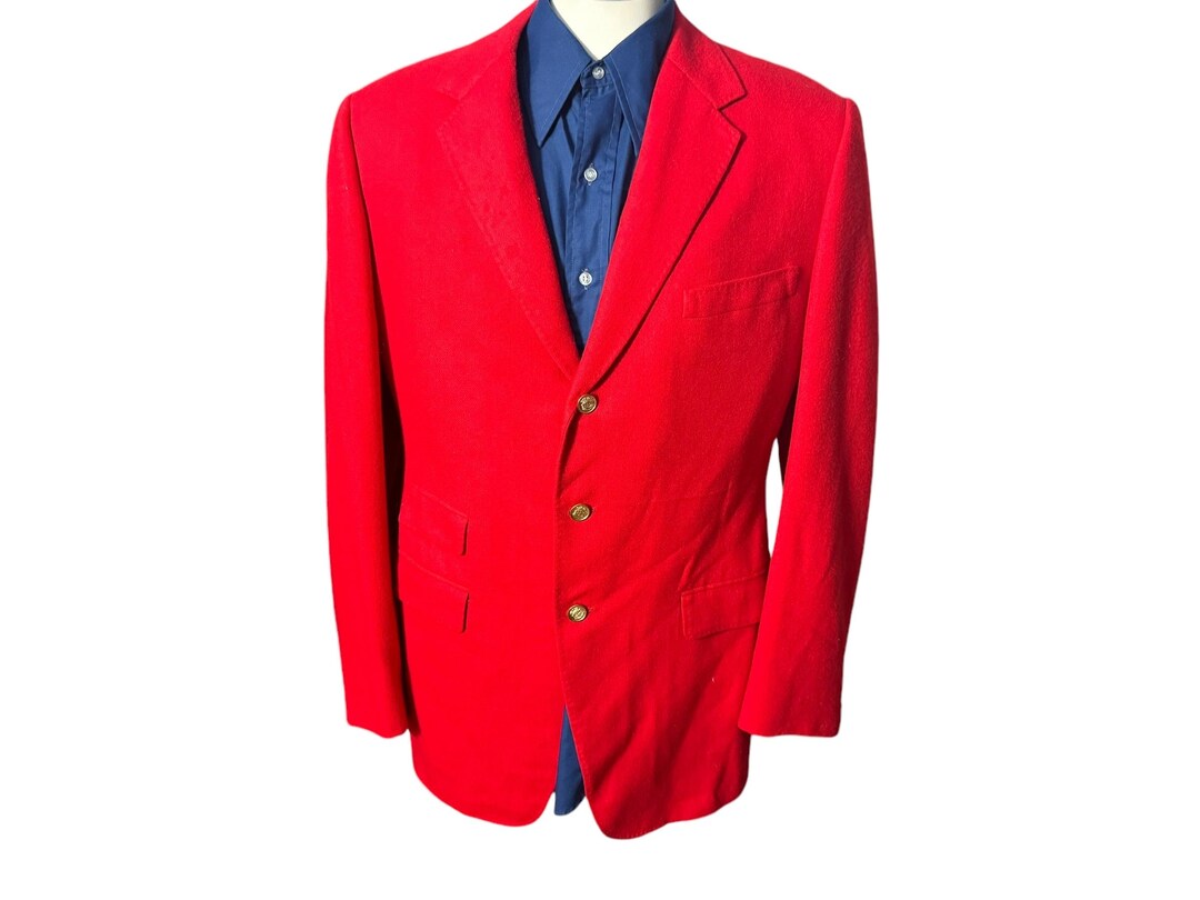 Vintage Red Wool Men's Suit Jacket 42 - Etsy