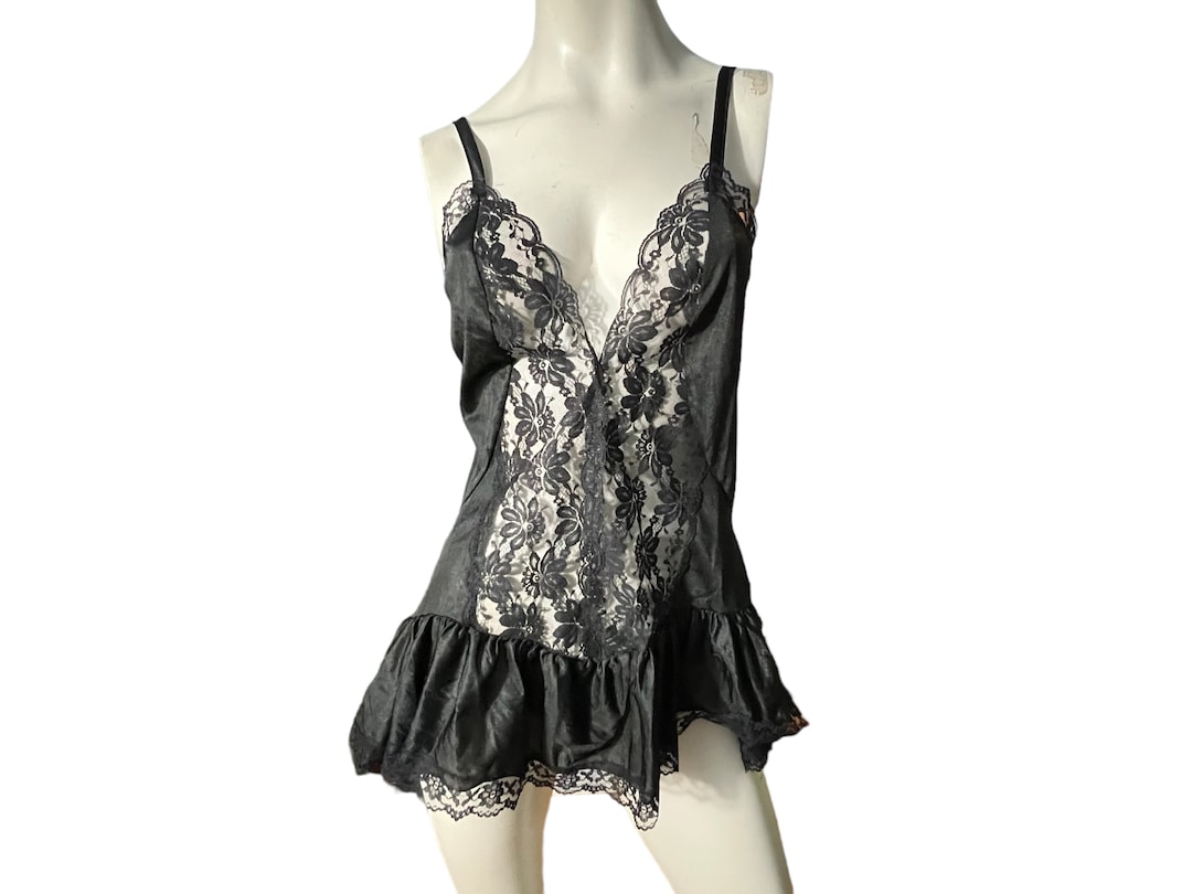 Vintage Black Teddy Lingerie L Shannon - Etsy