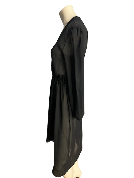 Vintage Sheer Black 70s Wrap Top Dress Alexis M Gem