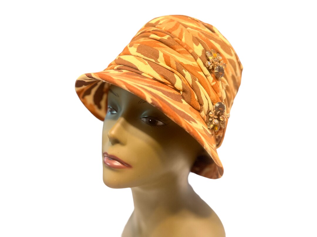 Vintage 60's Mod Brown Pattern Hat - Etsy