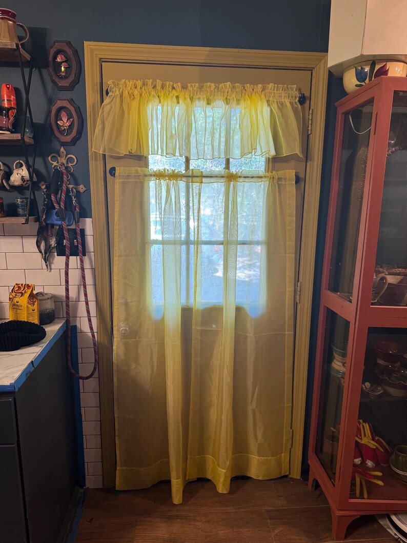 Vintage 70’s Sears Yellow Sheer Curtains 3 Windows - Etsy