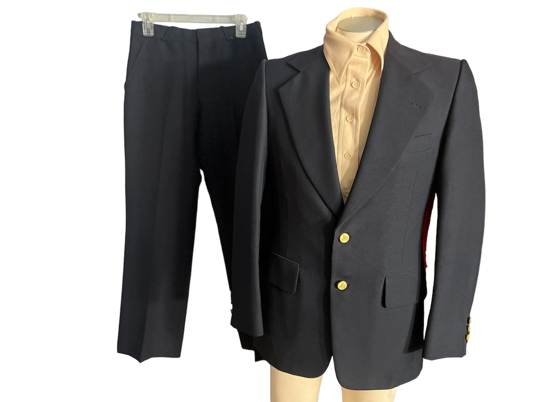 Vintage Blue Suit Geoffrey Beene 36 - Etsy