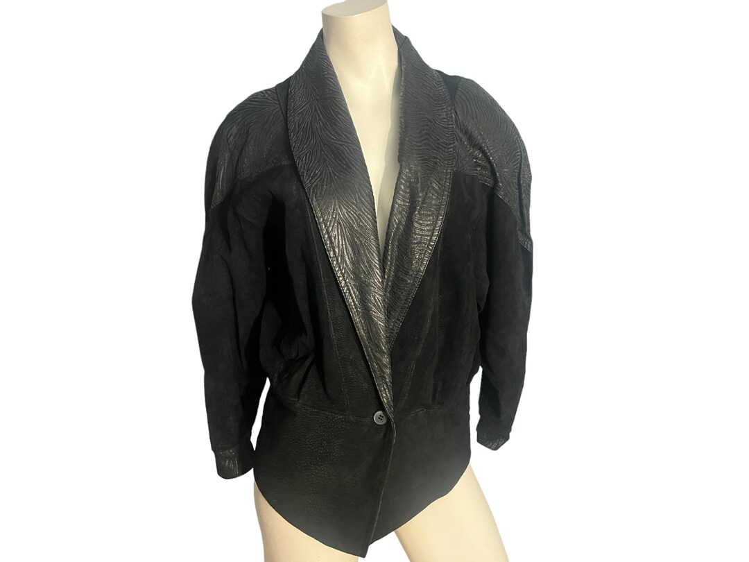 Vintage Black 80's Leather Jacket IOU S - Etsy