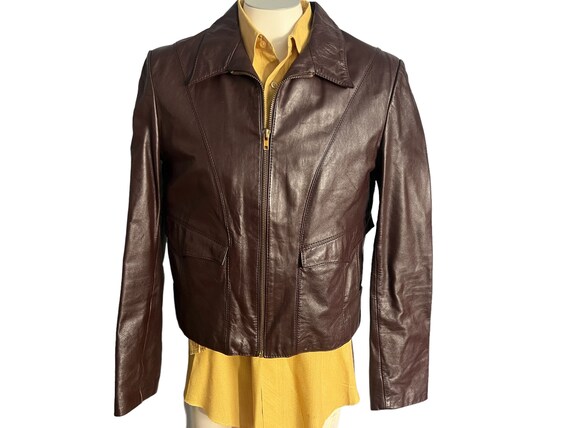 Vintage brown 70's 80's leather jacket 44 Chess King - Gem