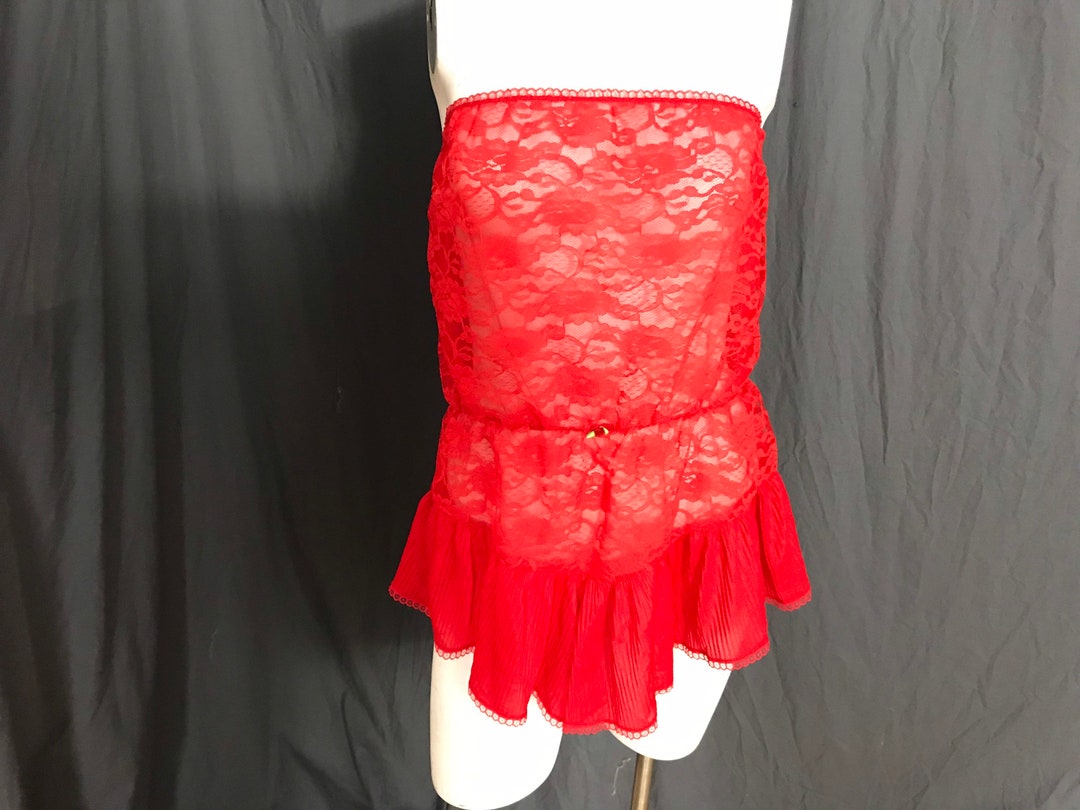 Vintage 1980’s Red Lace Undercover Wear Strapless Teddy XL - Etsy