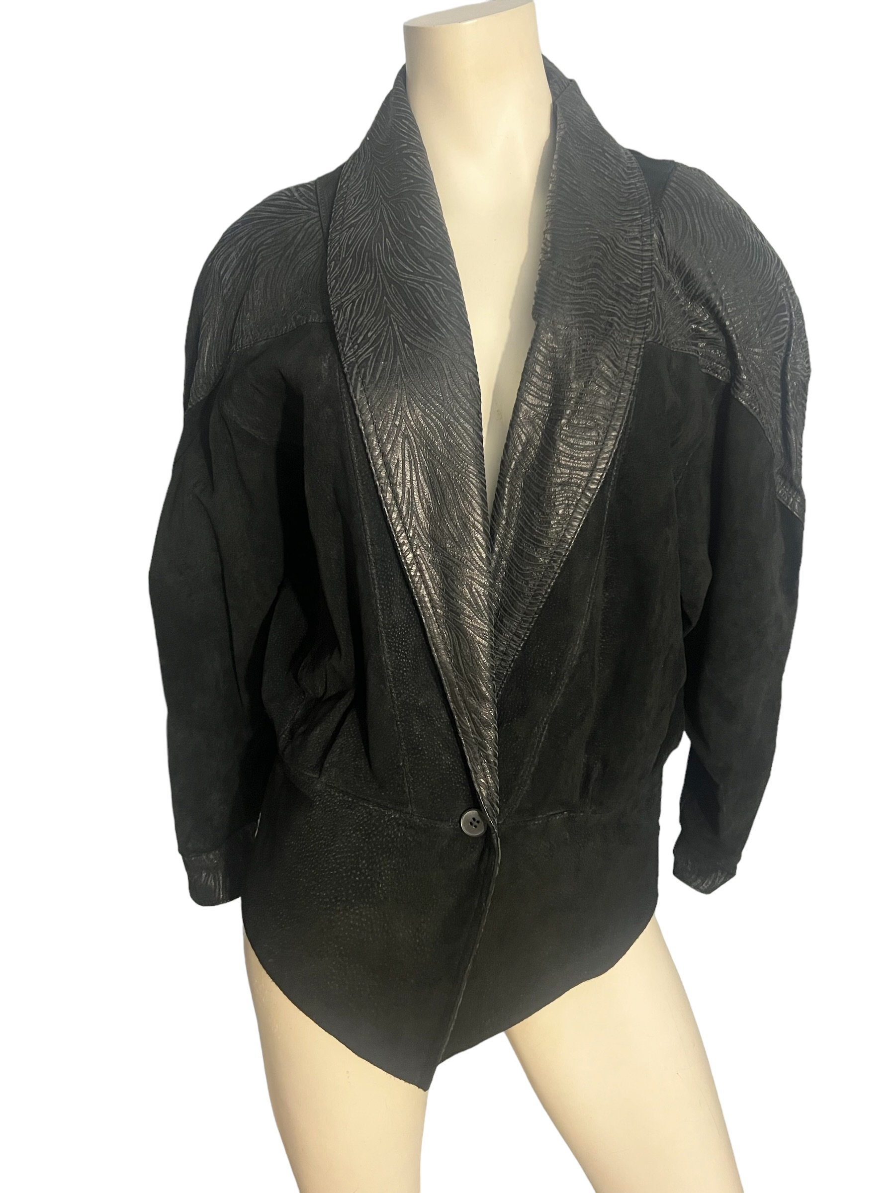 Vintage Black 80's Leather Jacket IOU S - Etsy
