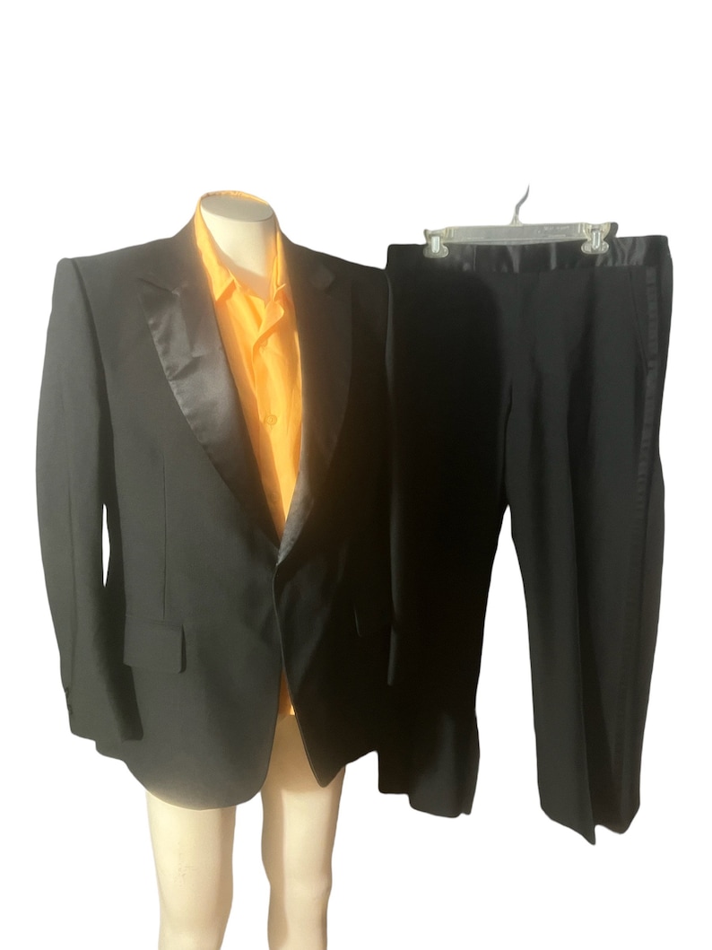Vintage 70s Devineys Black Tuxedo Suit 42 - Etsy